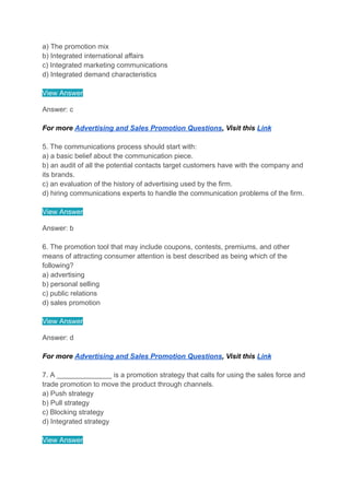 Advertising and Sales Promotion Questions for MBA Students | PDF