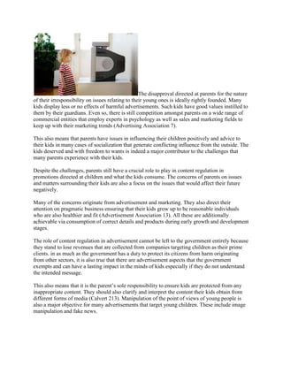 Advertising directed at children parents or governments responsibility ...