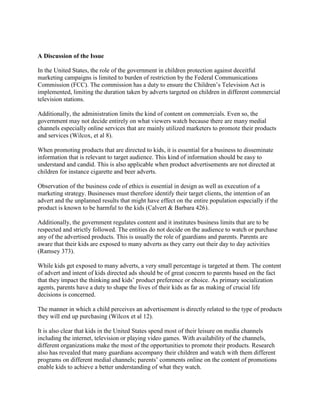 Advertising directed at children parents or governments responsibility ...