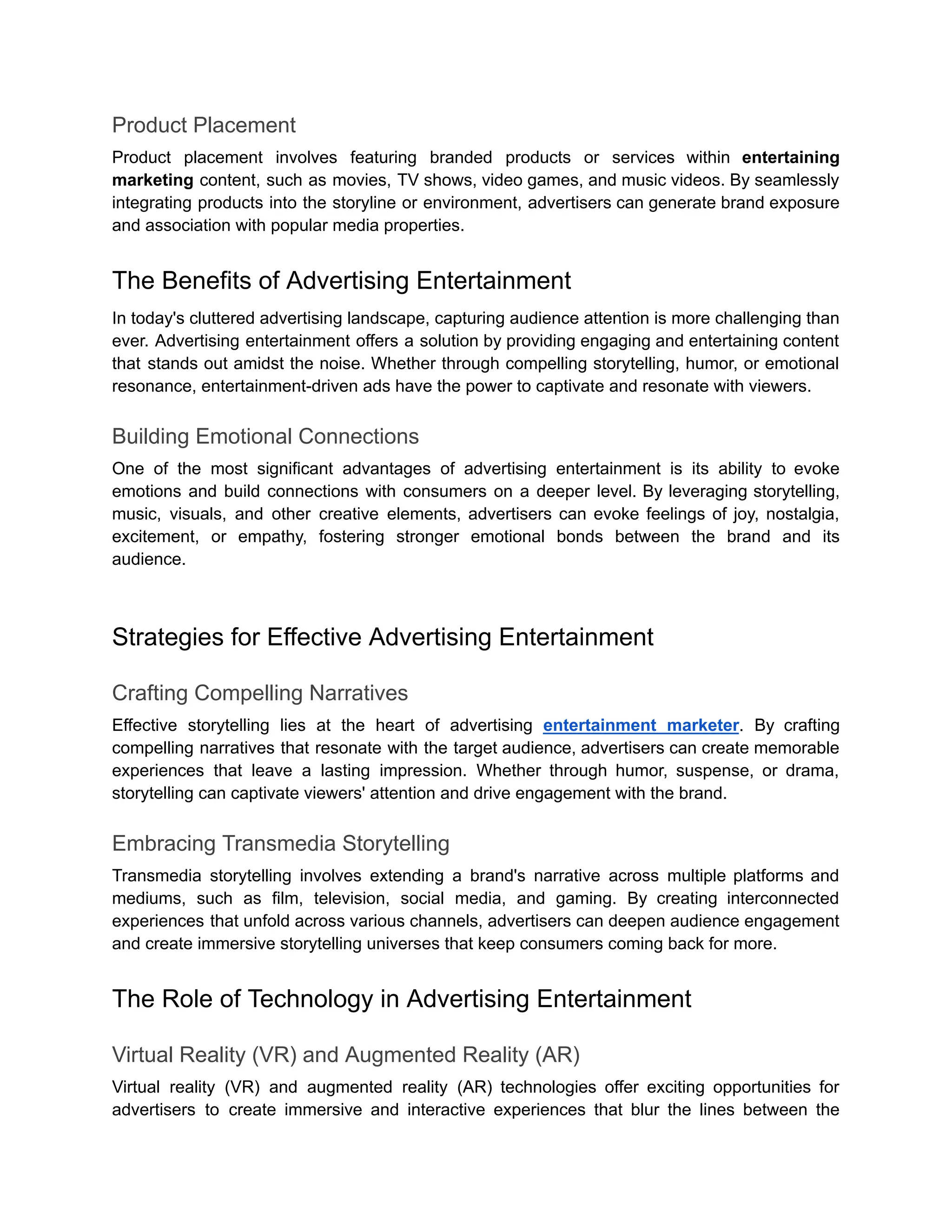 Entertainment Advertisement | Entertaining Marketing | PDF