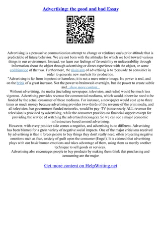 Advertising Essay | PDF