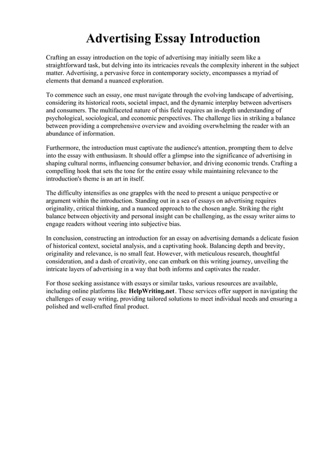 Advertising Essay Introduction. Advertising essay by Mami Touray ...