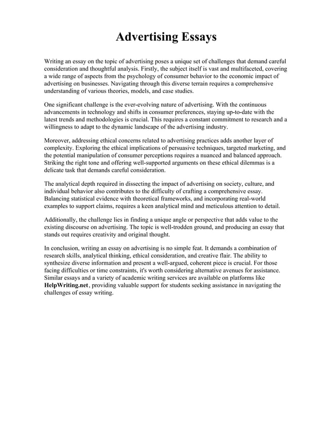 Advertising Essays.pdf | Advertising Industry | Industries