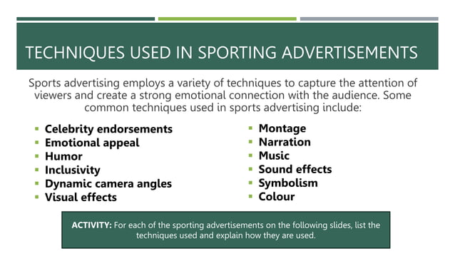 Advertising in Sport - With Videos and Examples | PPTX | Advertising ...