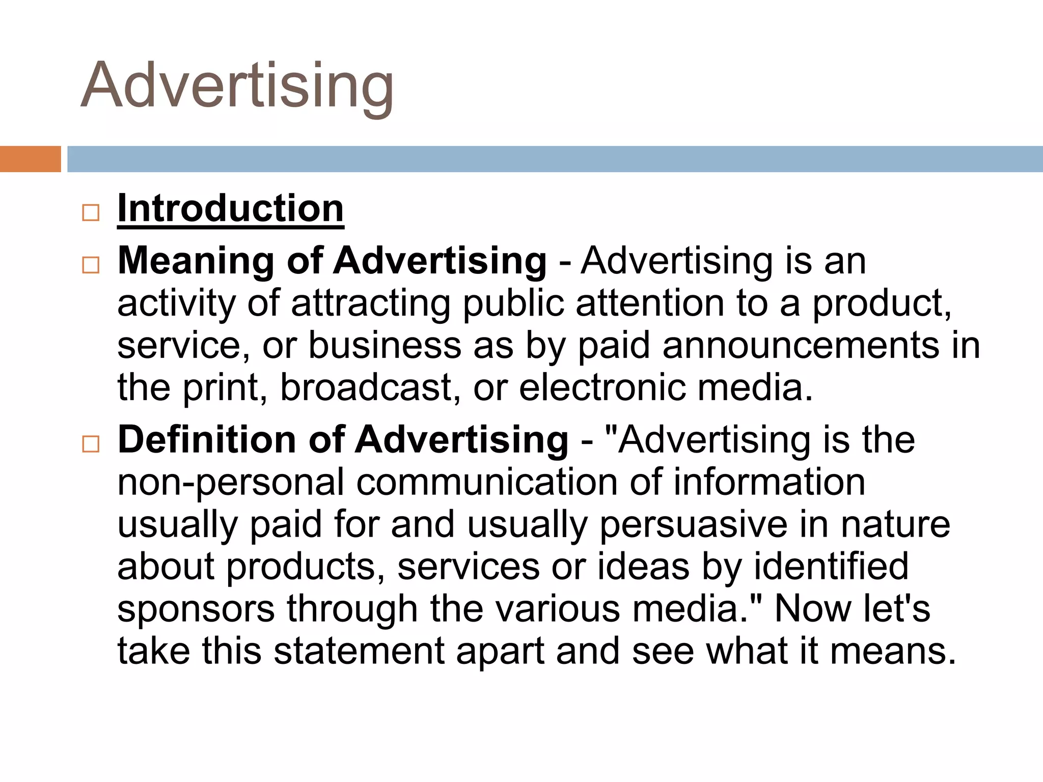 Advertising management Introduction | PPTX