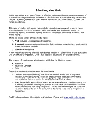 Advertising Mass Media | PDF