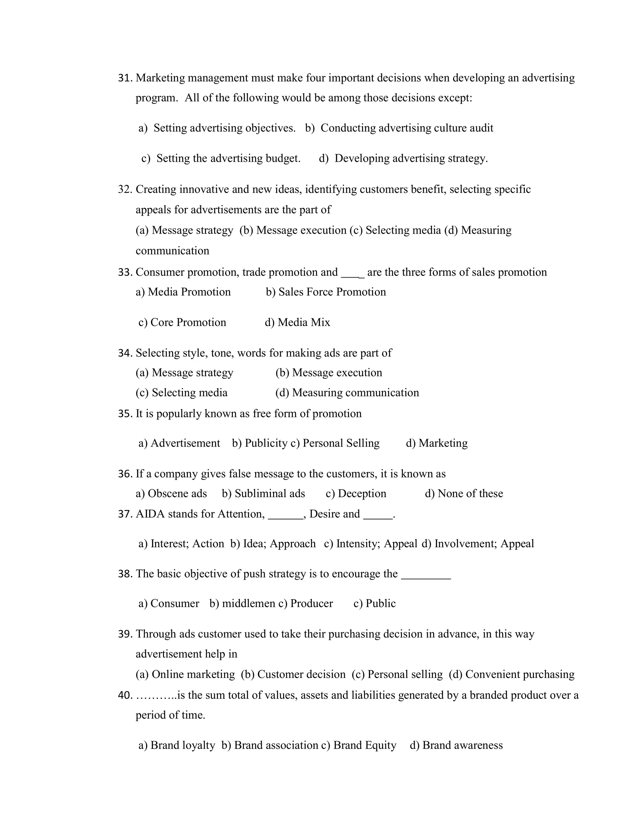 Advertising mcq | PDF