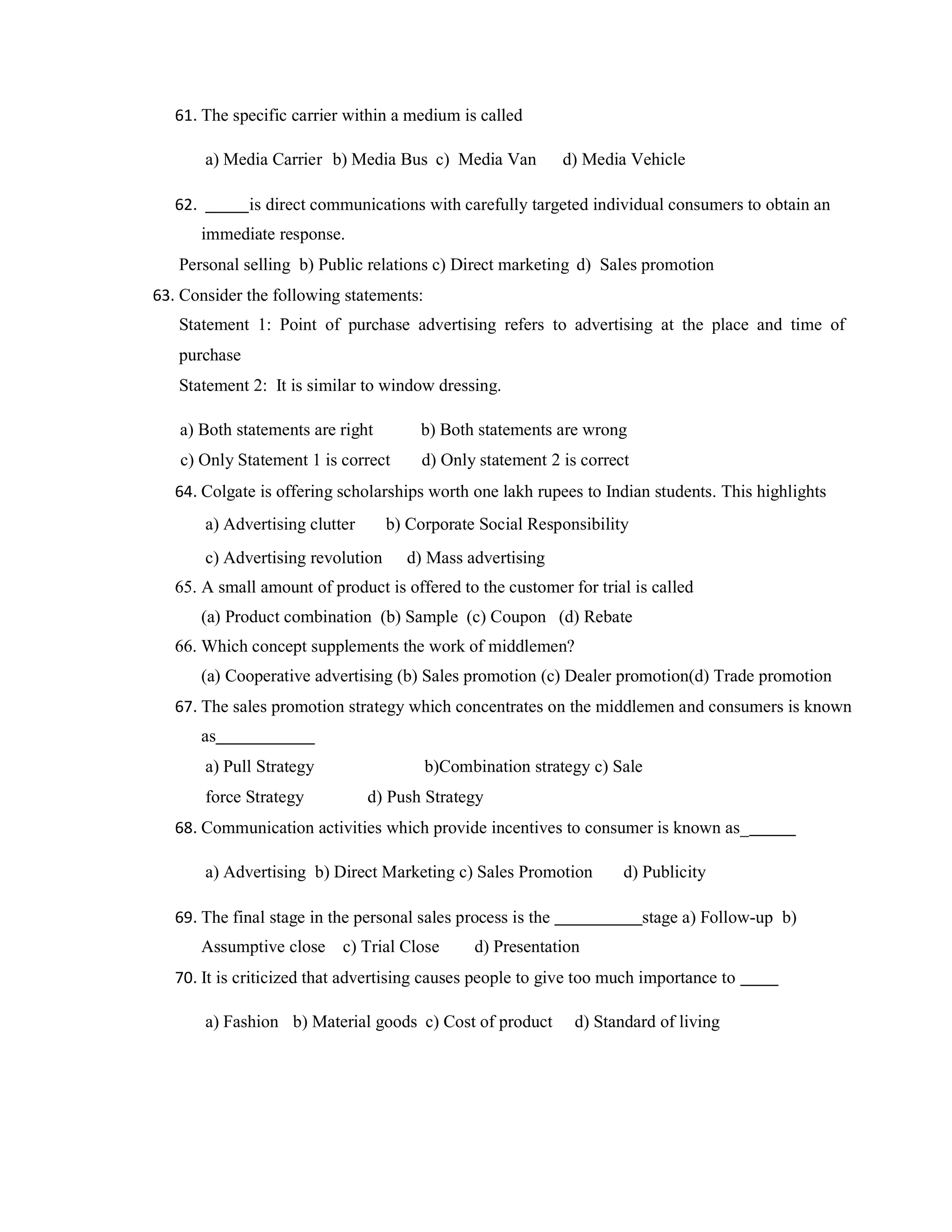 Advertising mcq | PDF