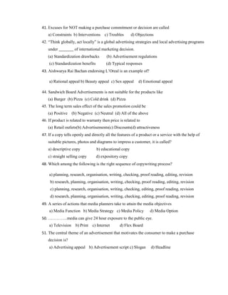 Advertising mcq | PDF