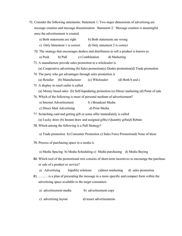 Advertising mcq | PDF