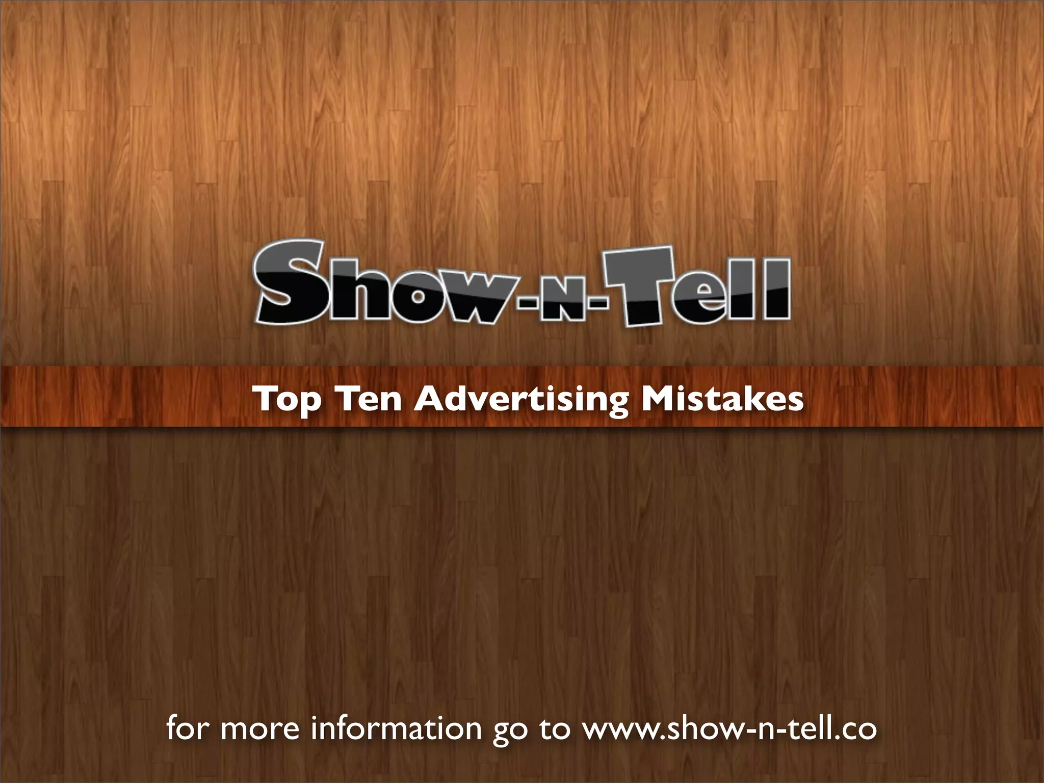 Top Ten Advertising Mistakes | PPT