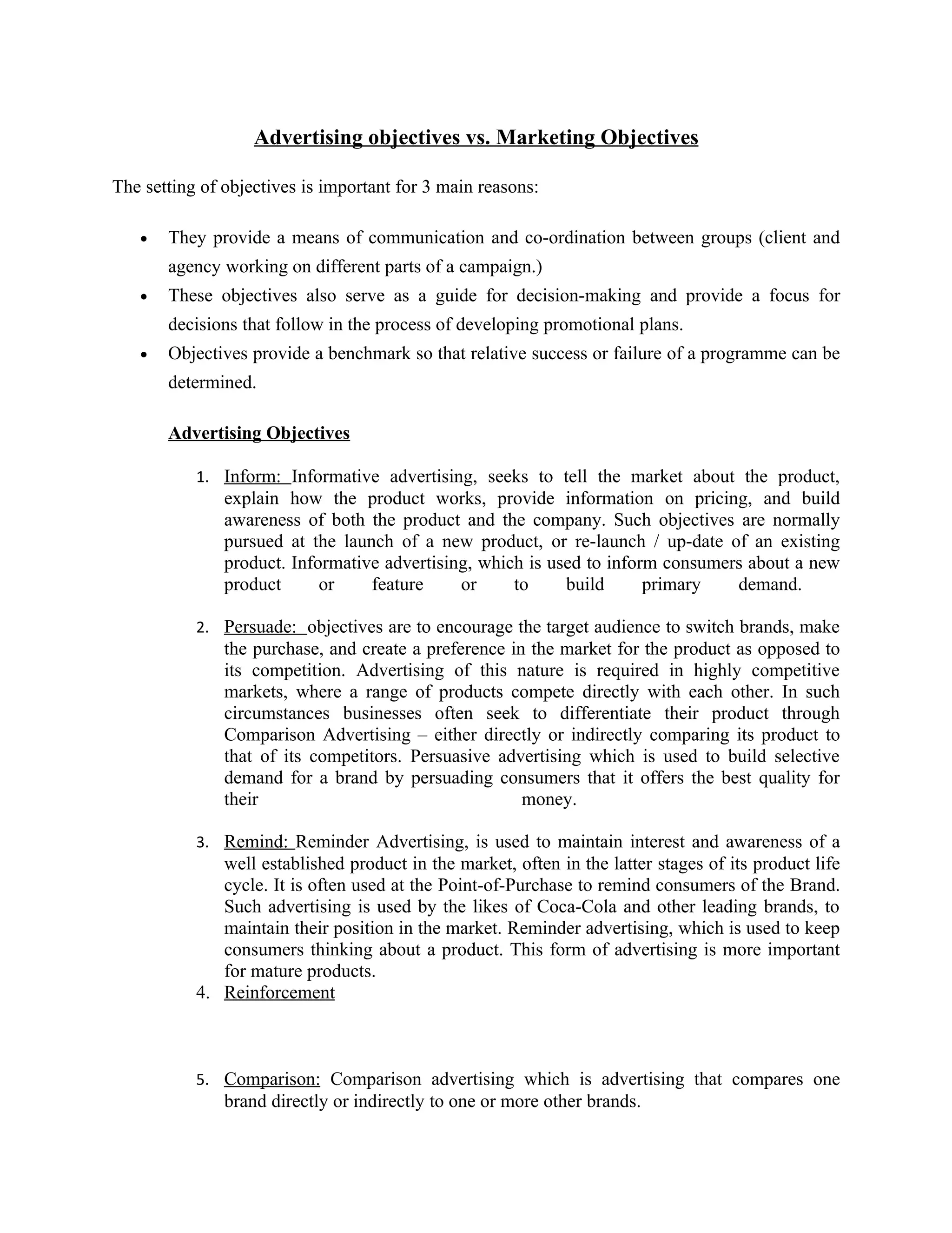 Advertising objectives vs marketing objectives | DOC | Advertising ...