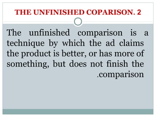 Unfinished Comparison Advertising Examples