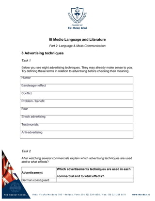 Advertising techniques 1 | DOC