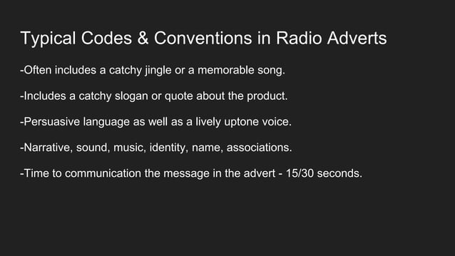 Industry Guide to the Codes and Conventions of Advertising | PPT
