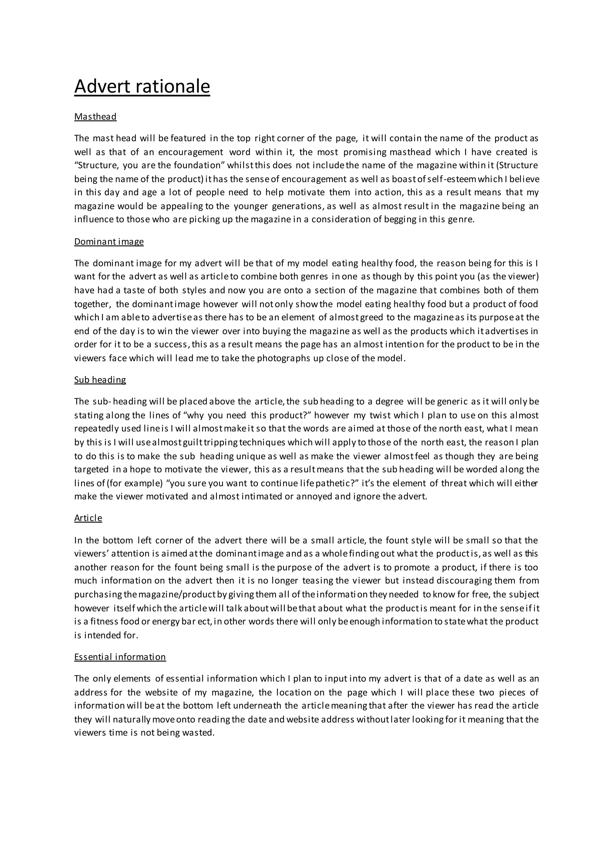 Advert rationale | DOCX