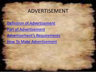 English Advertisement text | PPTX