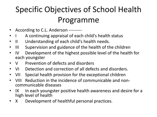 School health program | PPT | Children\'s Health | Healthy Living