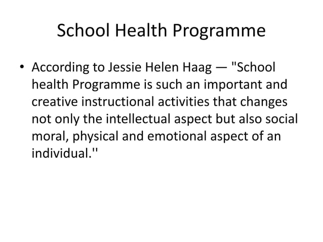 School health program | PPT | Children\'s Health | Healthy Living
