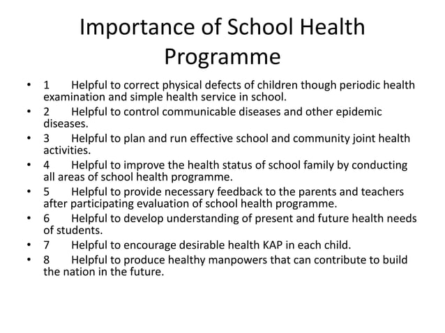 School health program | PPT | Children\'s Health | Healthy Living