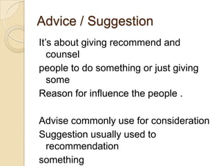 Advice and suggestion | PPTX