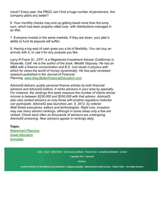 Advice iq lump sum, monthly payout | PDF