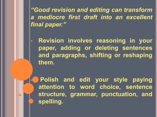 Advice on academic writing | PPTX | Homework and Study | Education