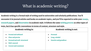 Advice on academic writing | PPT