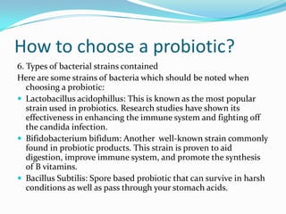 Advice on choosing a probiotic | PPTX