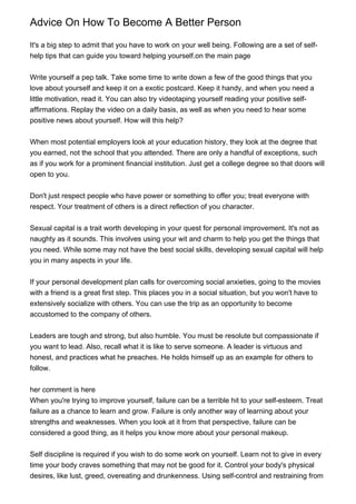 Advice On How To Become A Better Person | PDF