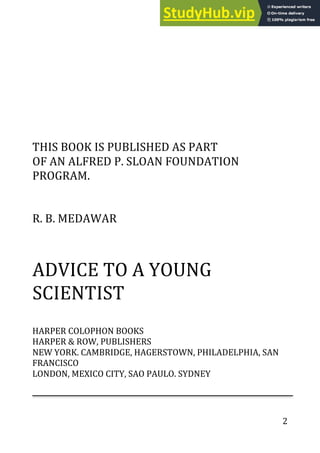 Advice To A Young Scientist | PDF