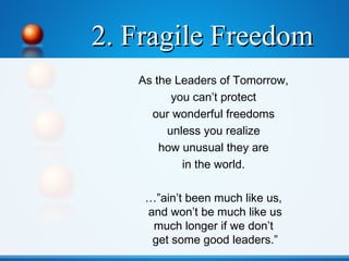 Advice to Graduates 9-06-16-Fragile Freedom-Advice Part 2 | PPS ...