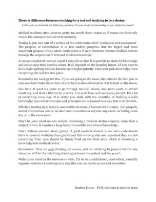 Advice to my medical students | PDF