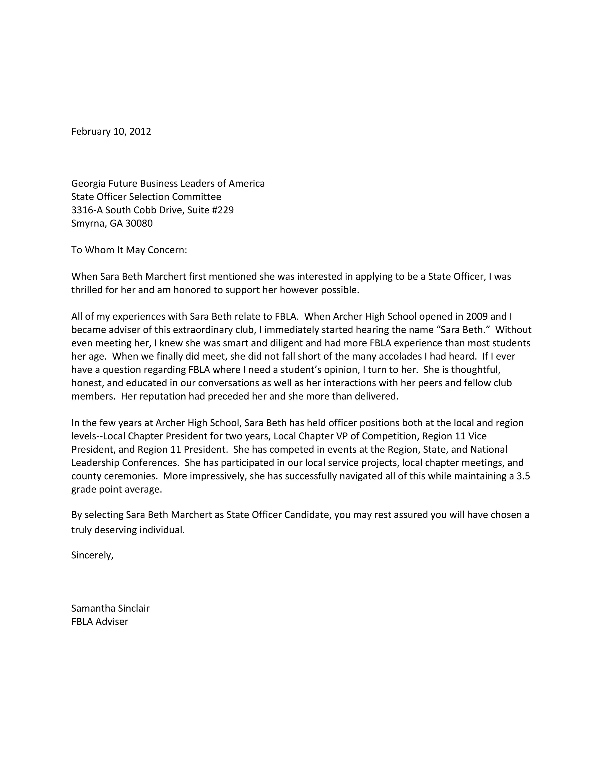 Adviser recommendation letter | DOC