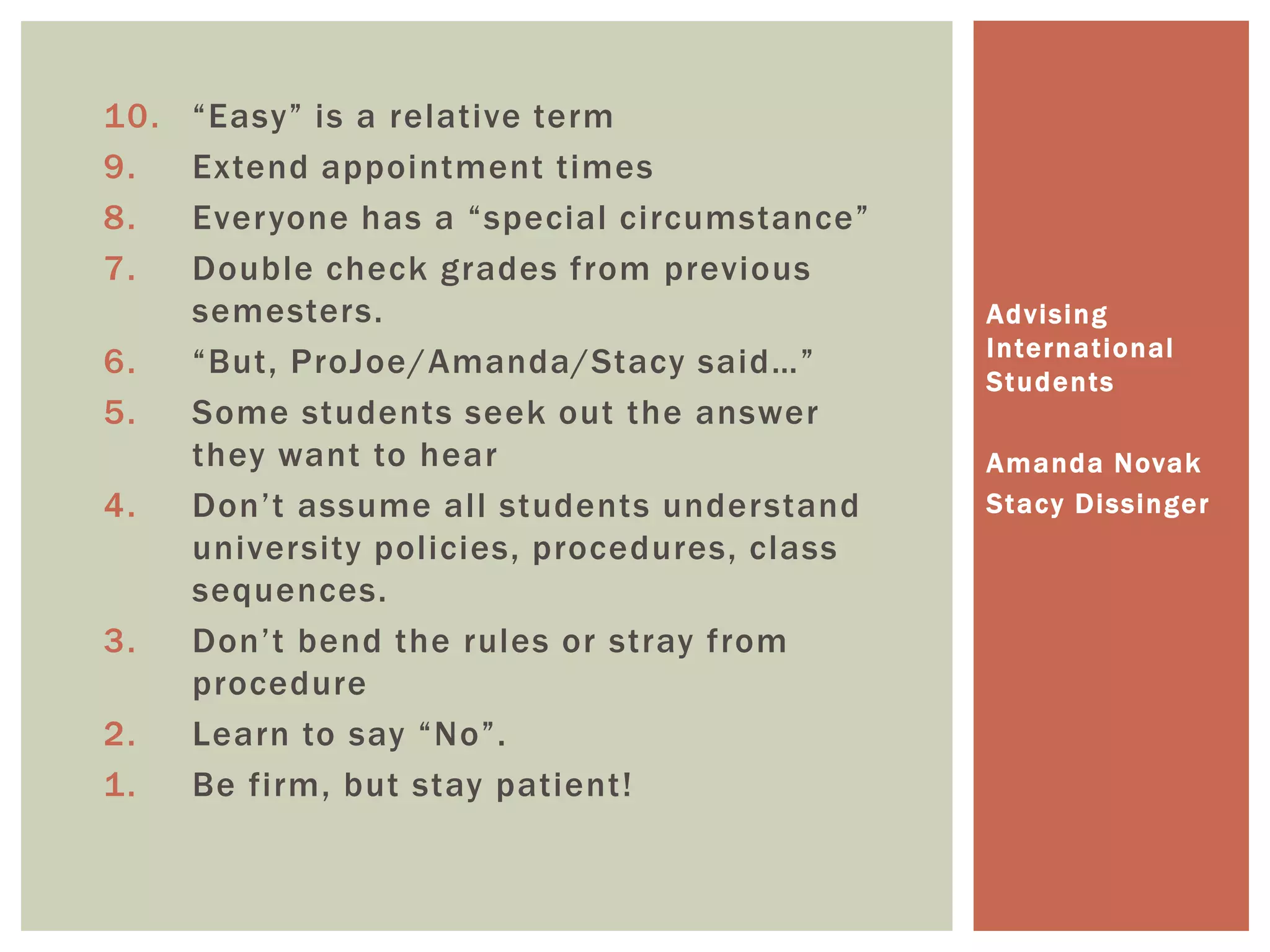 Advising international students | PPTX