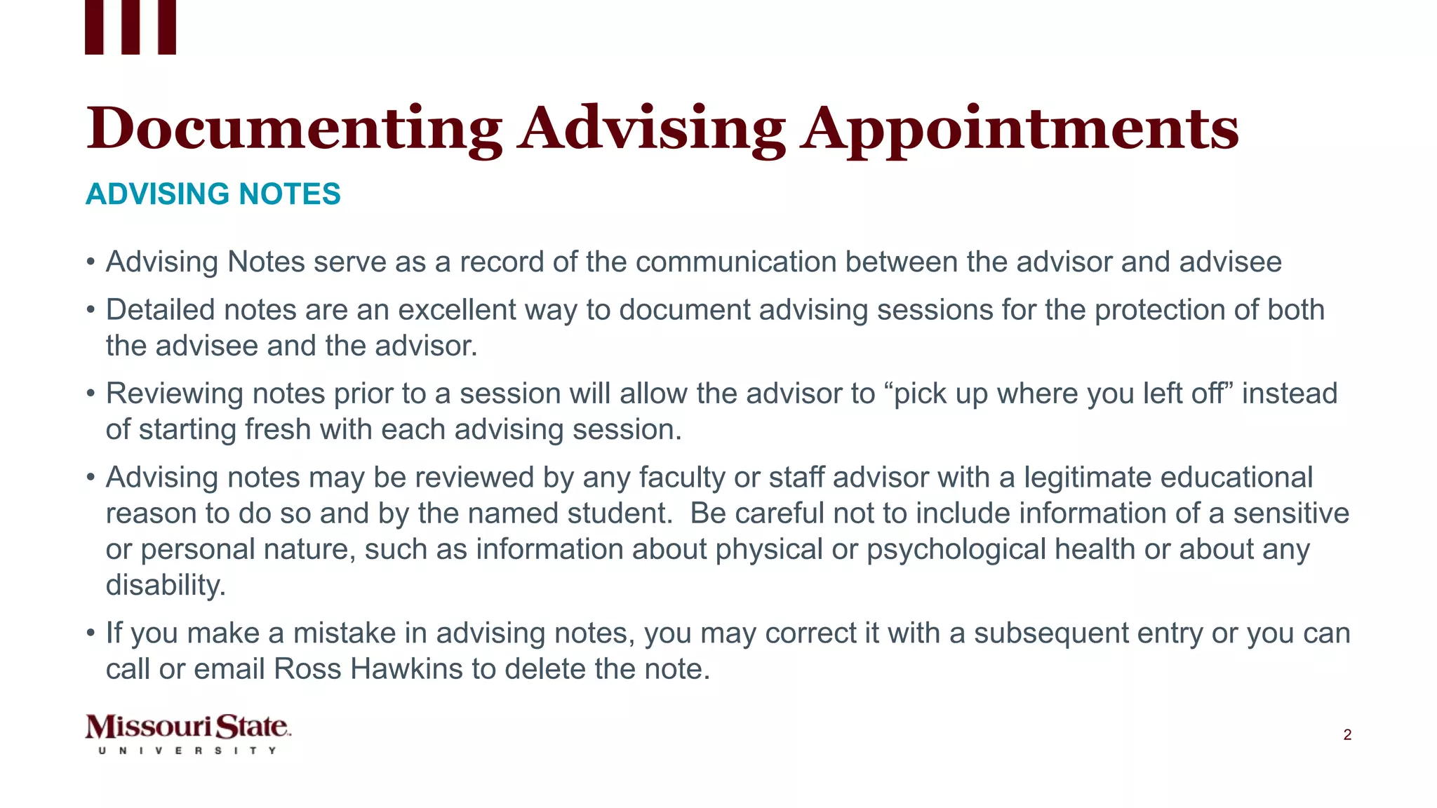 Documenting Advising Appointments | PPTX
