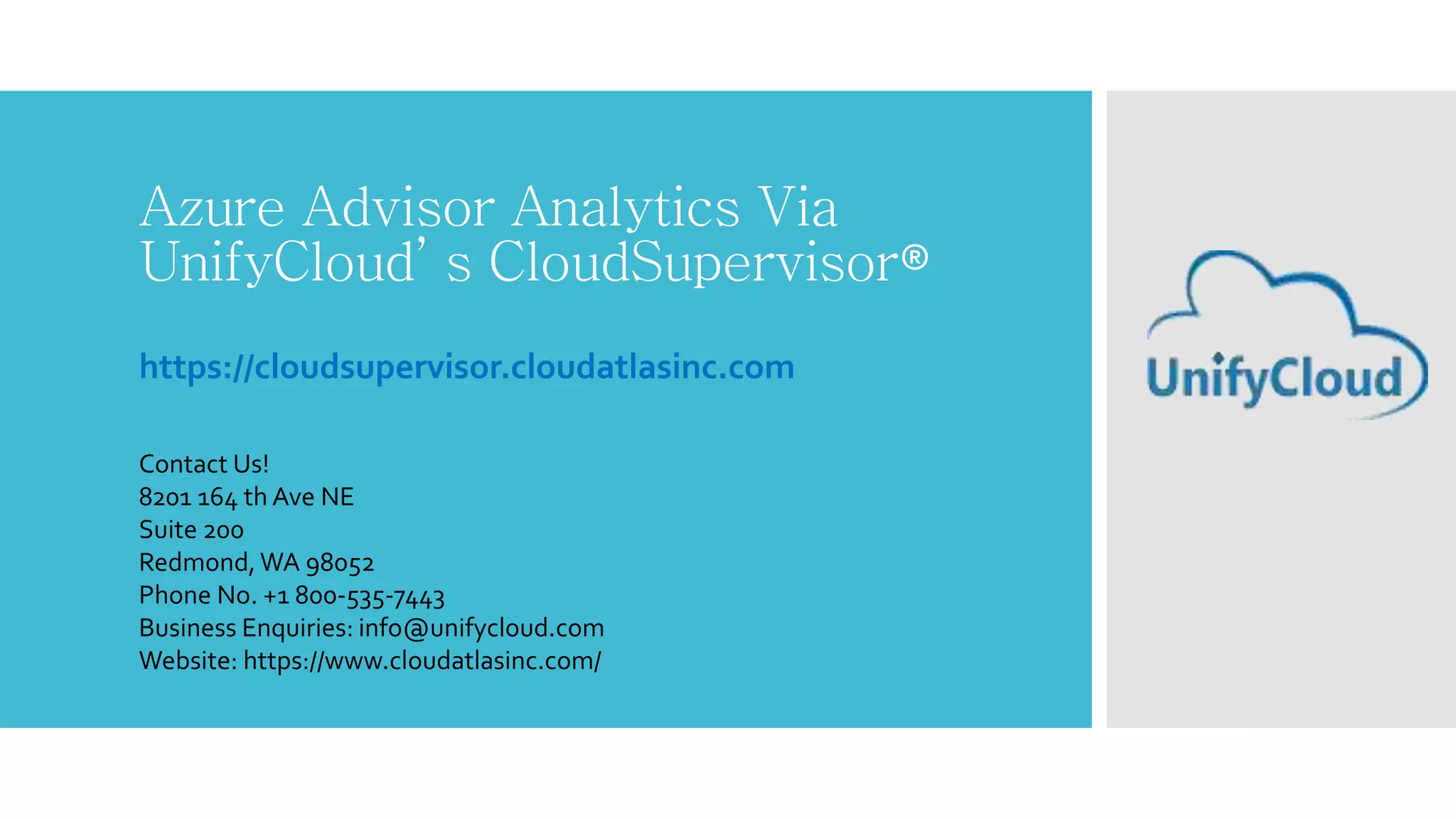 Azure Monitoring Tools CloudSupervisor® - Advisor Analytics | PPT