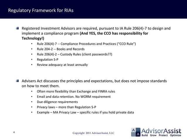 AdvisorAssist Presentation: Cloud Computing and Compliance For RIAs | PPTX