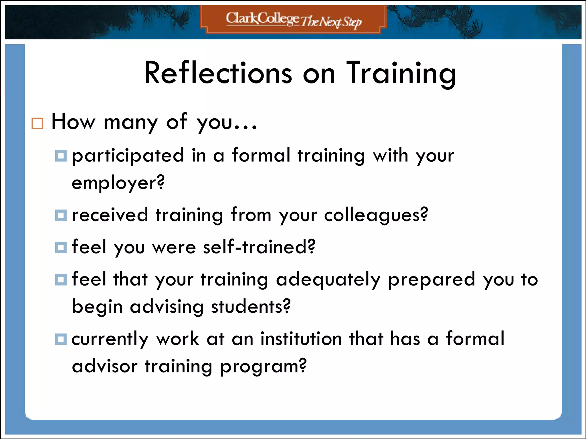 Advisor training academy | PDF | Educational Assessment | Education