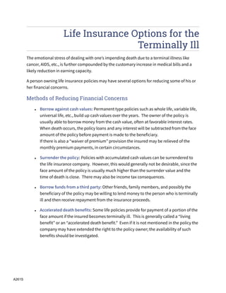Terminally ill life insurance options | PDF