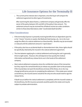 Terminally ill life insurance options | PDF