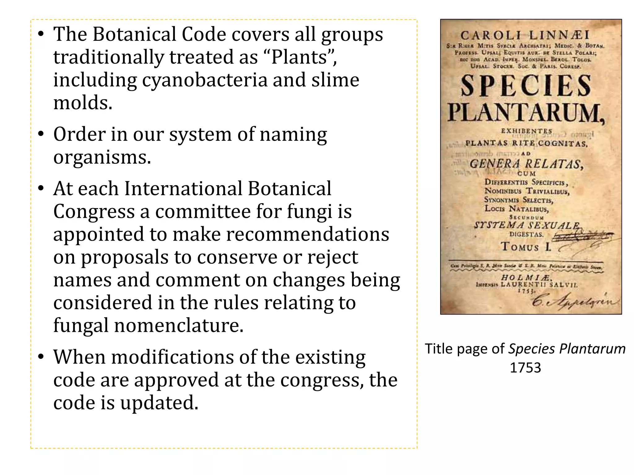 PL. PATH - 601 (Advanced Mycology) Topic- Advances in nomenclature and ...
