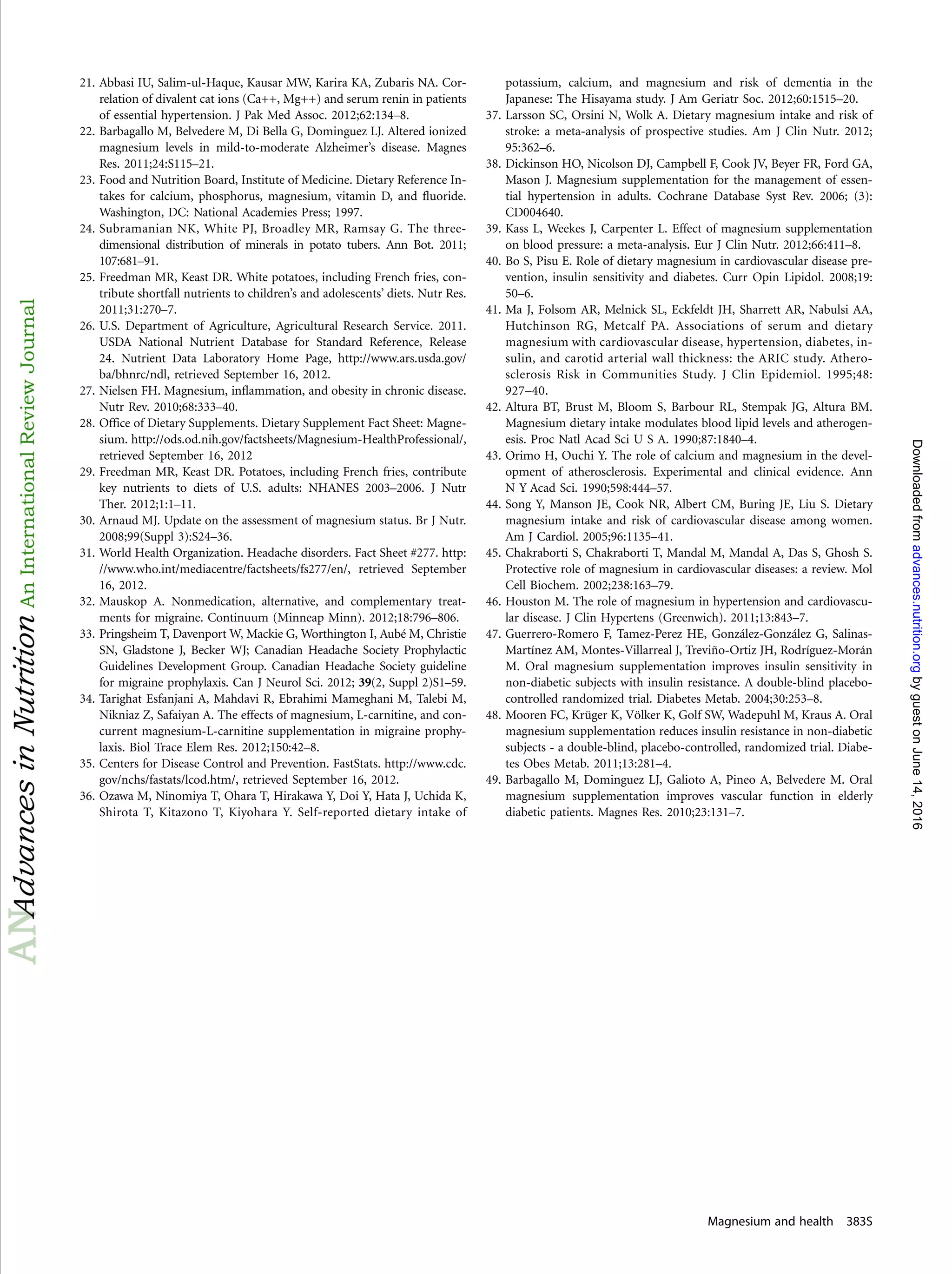 Magnesium in disease prevention and overall health | PDF