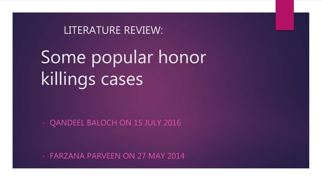 Advocacy campaign on honor killings | PPT