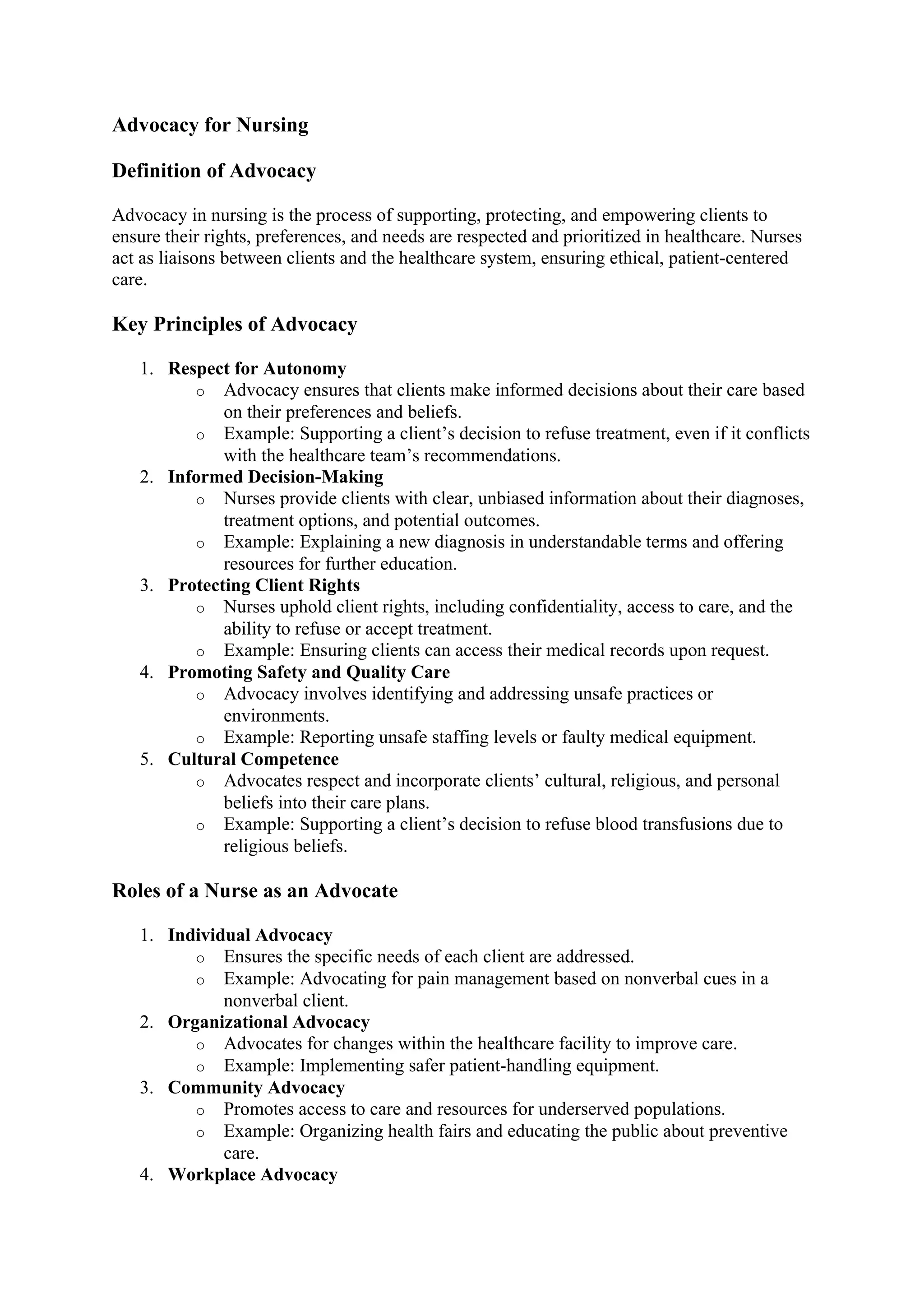 Advocacy for Nursing. Practice Indiadocx | DOCX