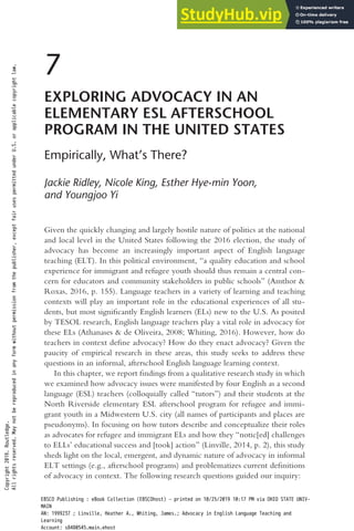 ADVOCACY IN ENGLISH LANGUAGE TEACHING AND LEARNING | PDF