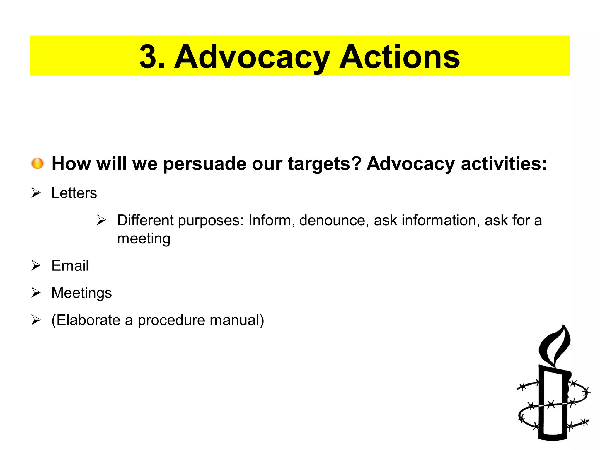 Advocacy presentation Amnesty International | PDF