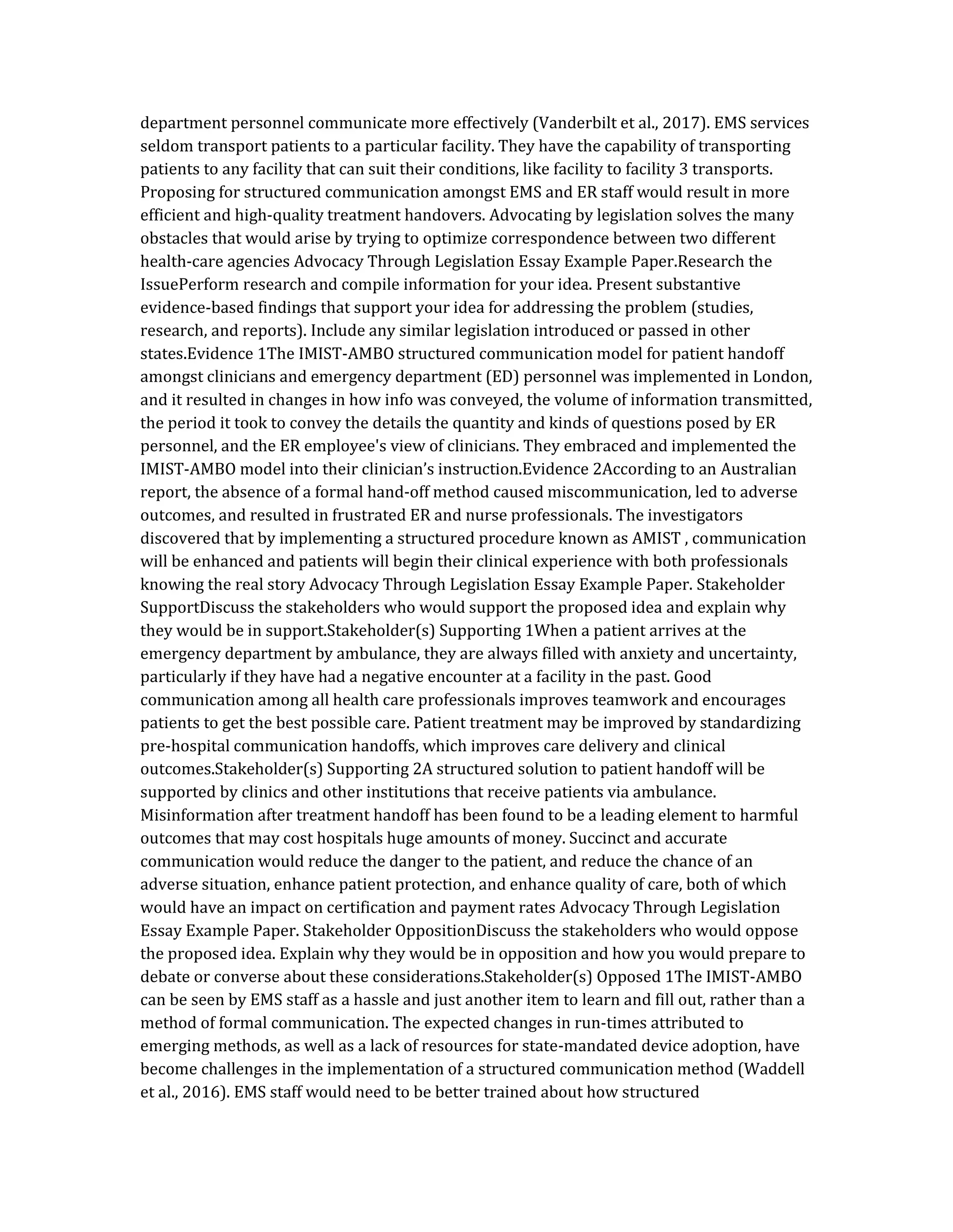 Advocacy Through Legislation Essay Example Paper.docx