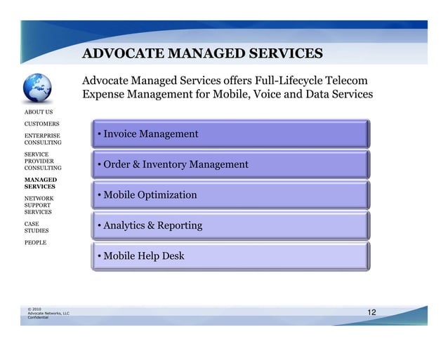 Advocate Networks Enterprise Overview 2010 | PPT