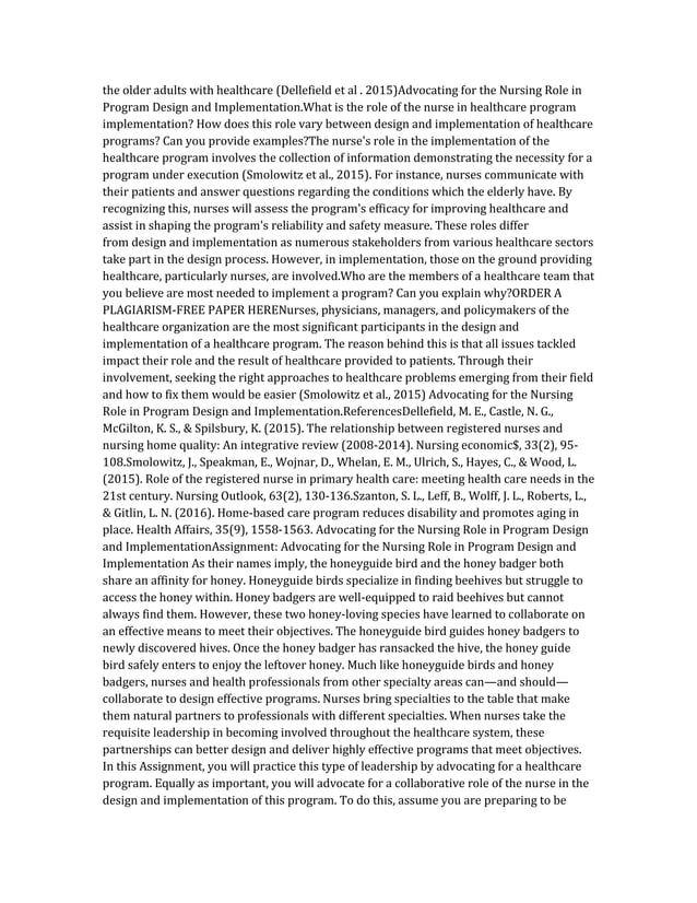 Advocating for the Nursing Role in Program Design and Implementation.docx